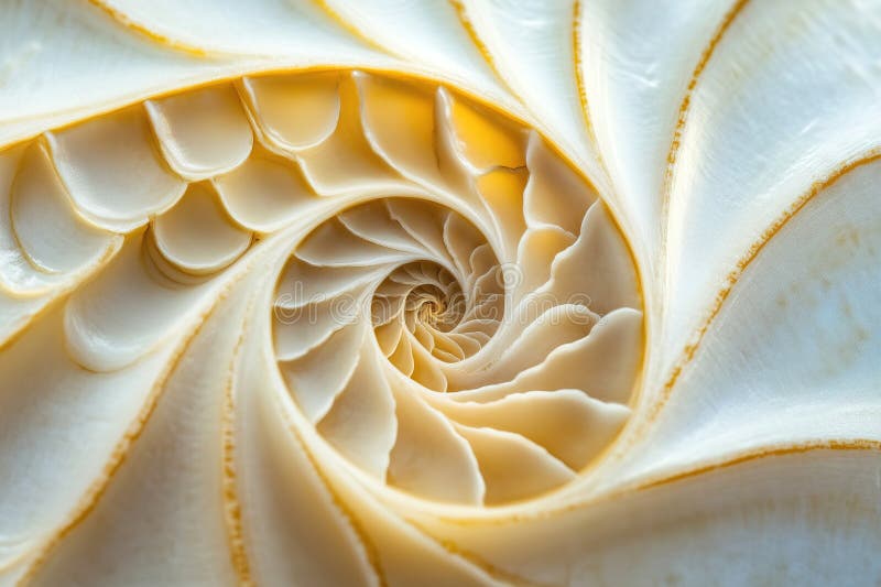 A Close-up View of a Nautilus Shell Revealing Intricate Spiral Patterns ...