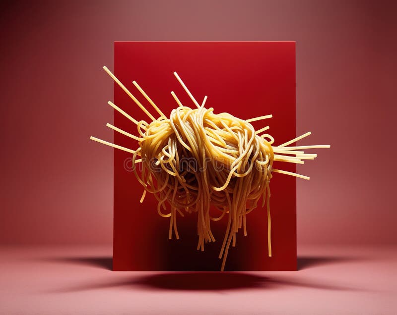 A Close-up View of a Neatly Arranged Bundle of Uncooked Spaghetti on a ...