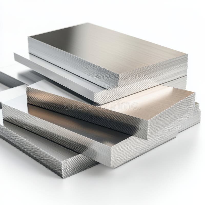 A Close-up View of a Neatly Arranged Stack of Metallic Sheets Resting ...