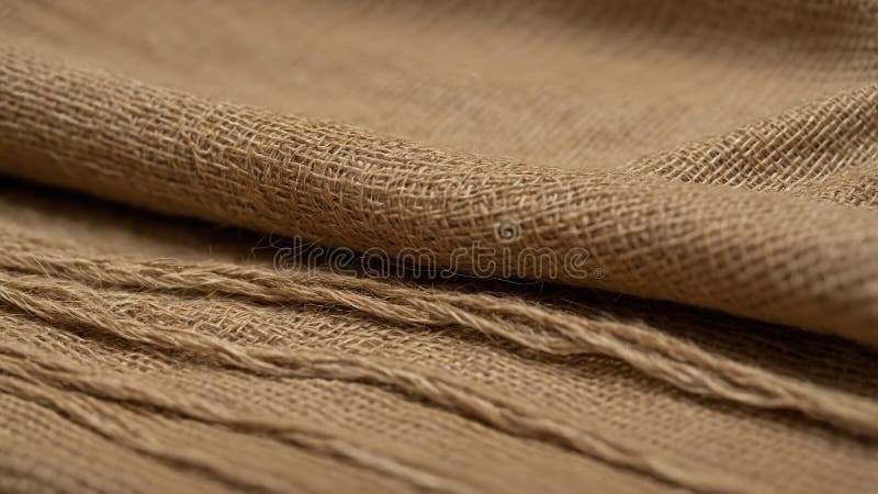 Close-up View of Neatly Folded Beige Colored Burlap Fabric in an ...