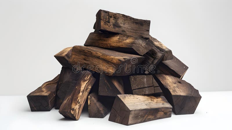 Stack of Firewood on a Plain Background. Natural Wooden Texture ...