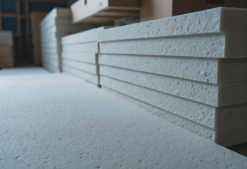 Stacked Rigid Foam Insulation Sheets in a Construction Setting Stock ...