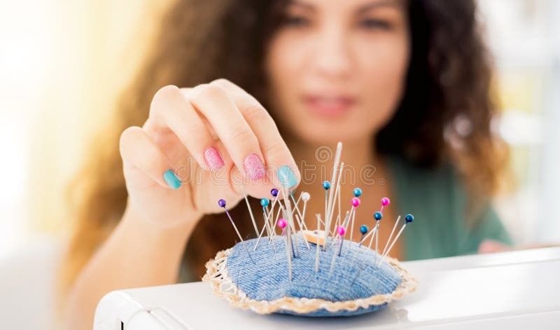 Needle bed full of pins stock image. Image of tailor - 209253677