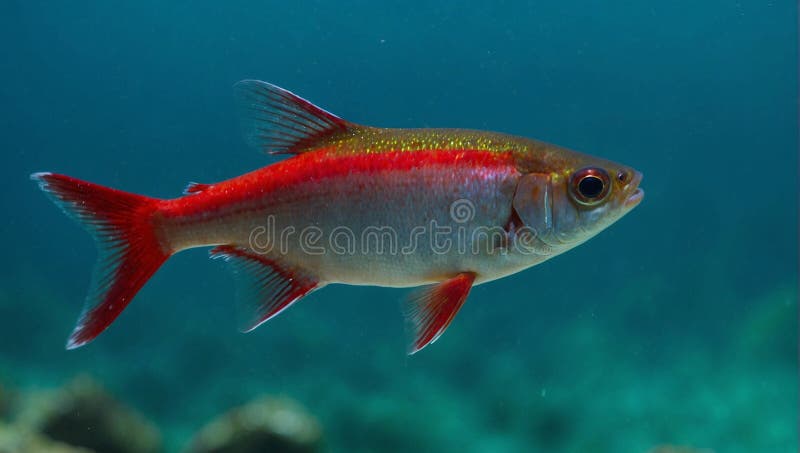 Close Up View of a Neon Tetra Fish Stock Illustration - Illustration of ...