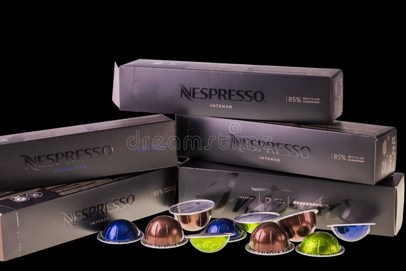 Close-up View of Nespresso Coffee Capsules of Different Volume on ...