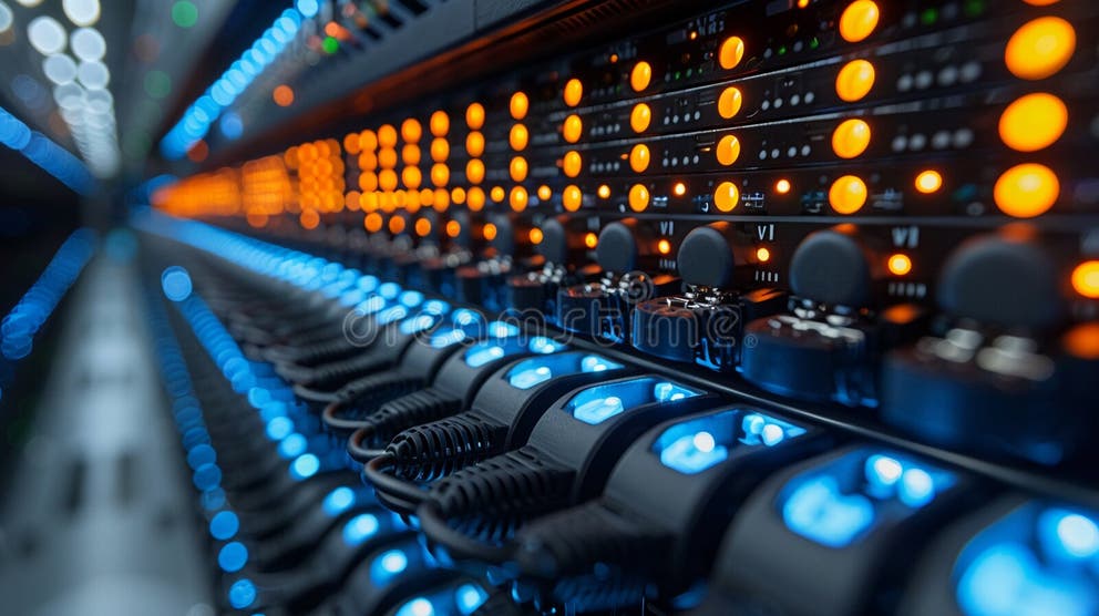 Close-up of Network Engineer Working on Row of Servers in Data Center ...