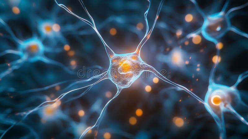 Neural Network Structure, Complex Neuron Connections Stock Illustration ...