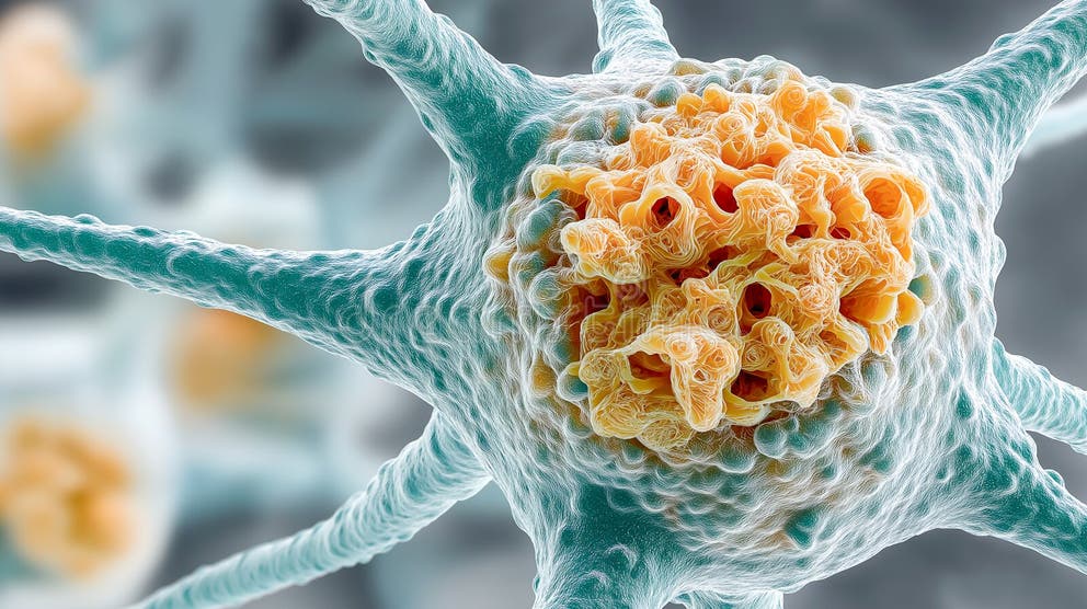 Close-up View of Neuron Cell Structure Stock Illustration ...