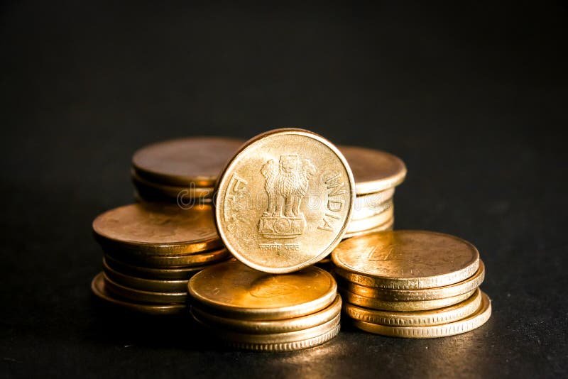 New indian coins stock image. Image of economics, exchange - 136392279