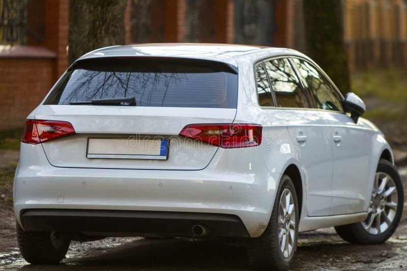 Close-up View of a New Modern Car Parked on the Side of the Street ...