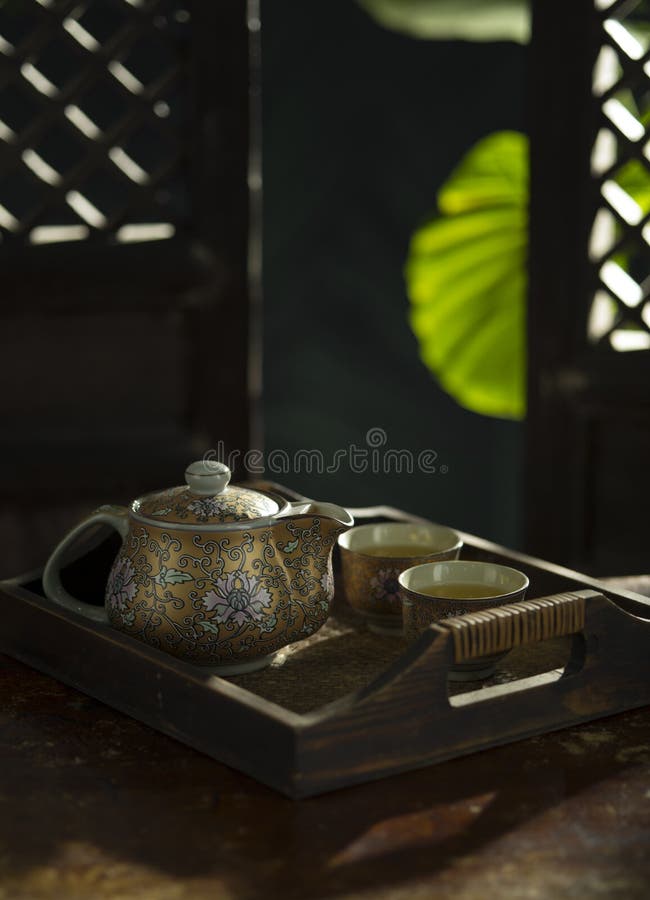 Chinese Teapot and Glasses on Color Back Stock Photo - Image of teapot ...