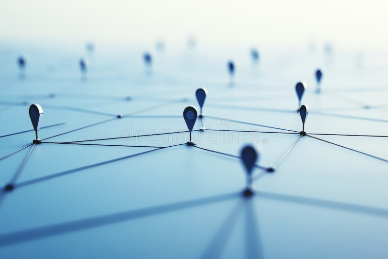 Network of Location Markers Representing Connectivity and Digital ...