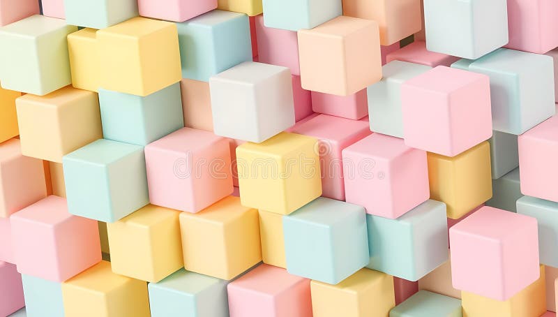 Pastel Cubes Stacked in an Abstract Formation Stock Illustration ...