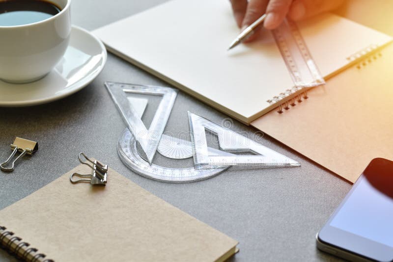 Close-up View Office Desk, Work Space for Designers. Stock Photo ...