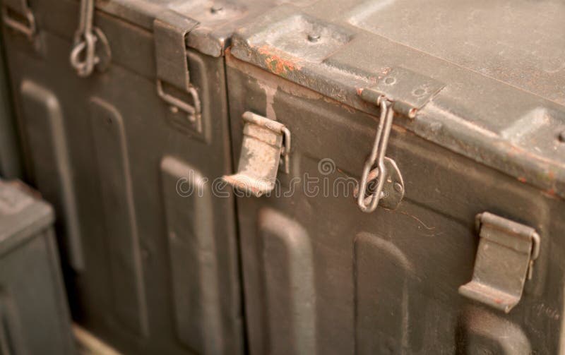 View of Old Military Metal Trunk Box Stock Photo - Image of aged, army ...