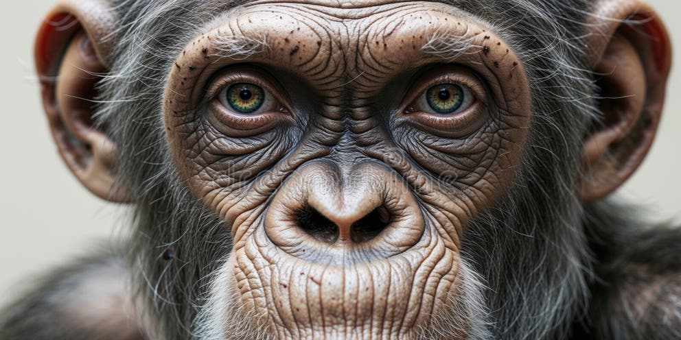 A Close Up View of an Old Chimpanzees Face Stock Photo - Image of close ...
