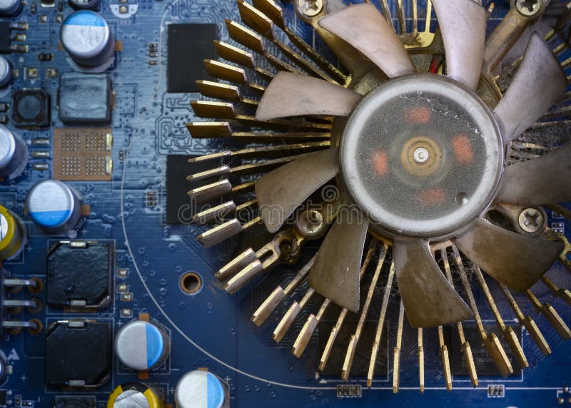 Close Up View of an Old Fan on the Computer S Video Board Stock Photo ...