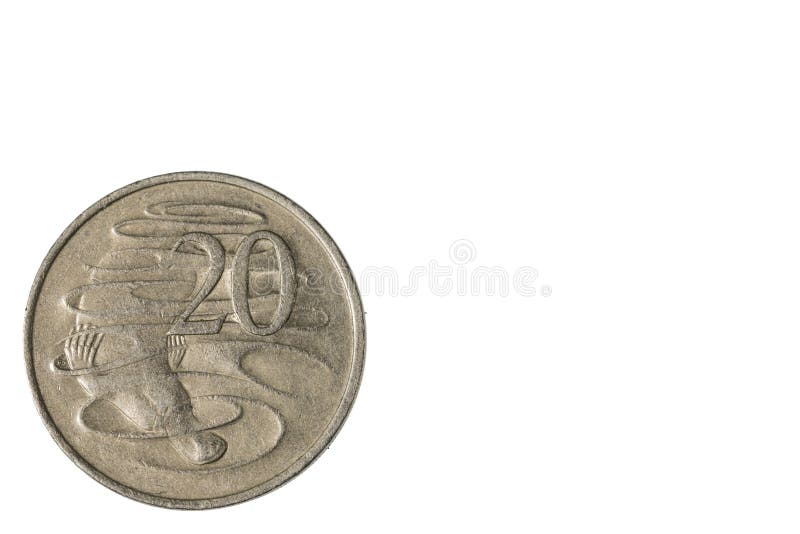 Close Up View of Old Front Side of Australian Twenty Cent Coin Dated ...