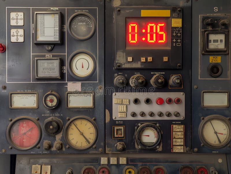 Industrial Control Panel with Various Meters and Indicators Stock Image ...