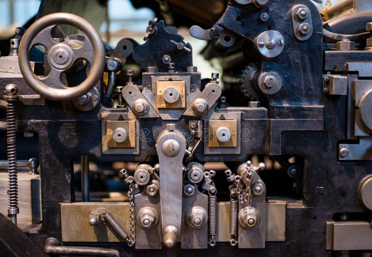 Close-up View of an Old Printing Machine Stock Image - Image of ...