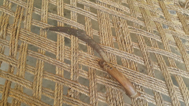 Close-up View of an Old Sickle Reaping-hook on the Bed Surface Stock ...