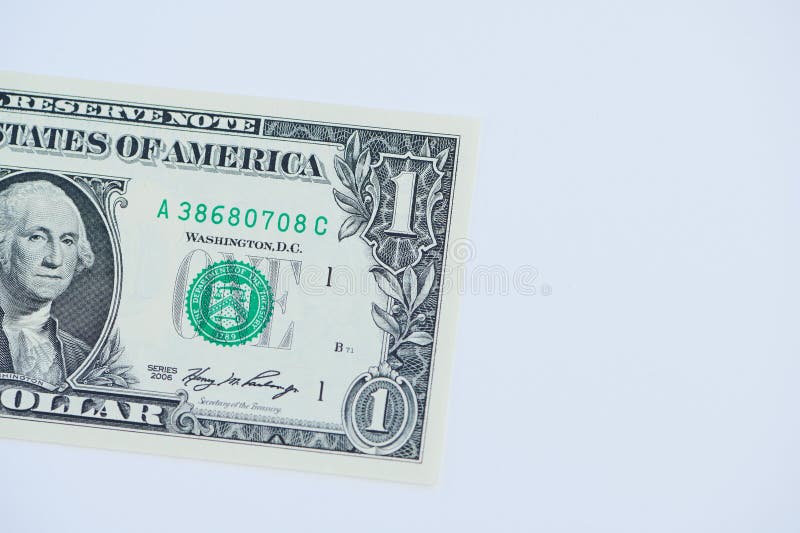 One Dollar Bill Placed on a Clean White Background Highlighting Its ...