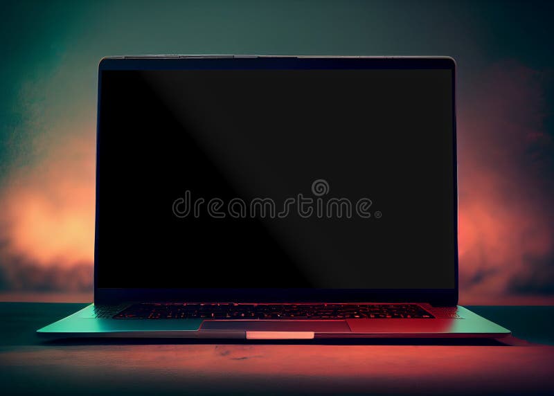 Close-up View of Open Blank Screen Laptop Computer, AI Generated Stock ...