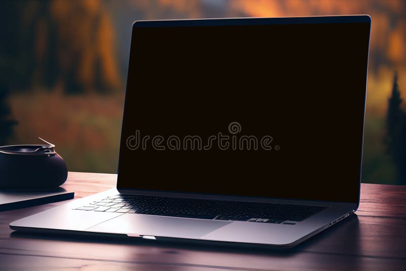 Close-up View of Open Blank Screen Laptop Computer, AI Generated Stock ...