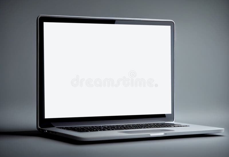 Close-up View of Open Blank Screen Laptop Computer, AI Generated Stock ...