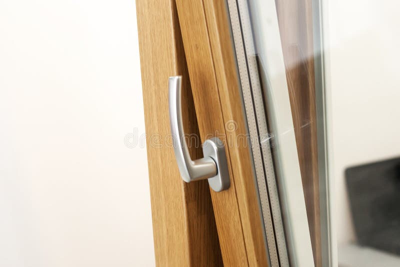 Close Up View Of Open Handle In Plastic Pvc Window. Stock Photo - Image ...