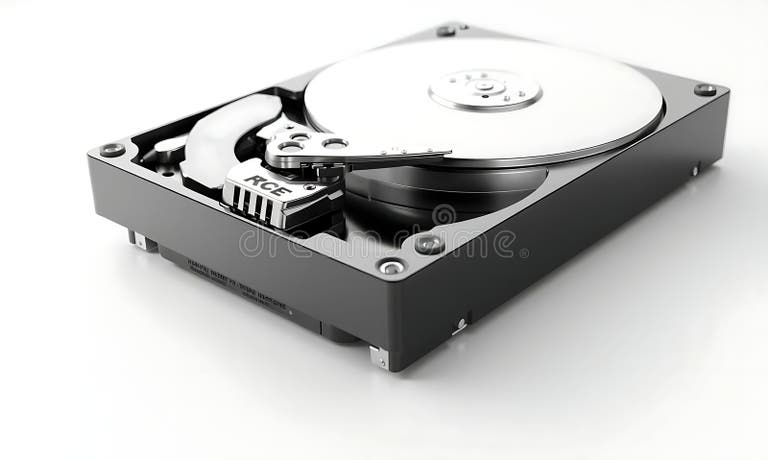 Open Hard Disk Drive Showing Internal Components Including Platters and ...