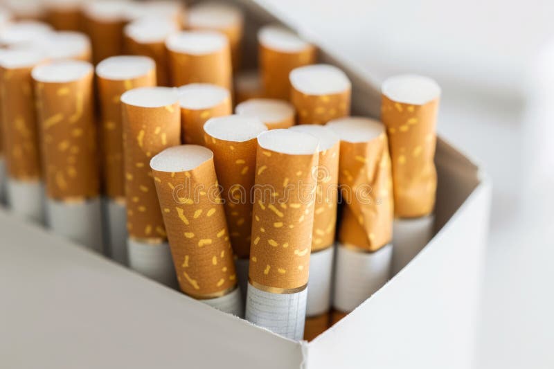 Open Pack of Cigarettes with Filter Tips Stock Photo - Image of tobacco ...