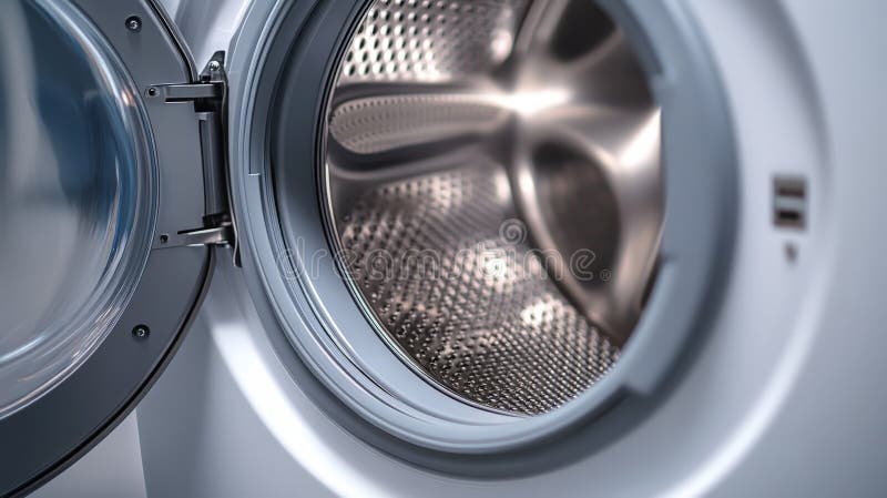 Close-up View of an Open Washing Machine Drum. the Metallic Interior ...
