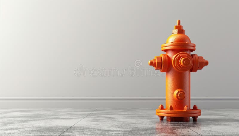 Bright Orange Fire Hydrant in an Empty Space Indoors. Stock Image ...