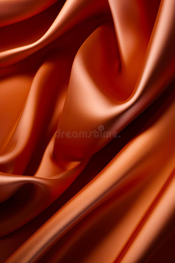 Close Up View of Orange Satin Fabric with Very Soft Feel. Generative AI ...