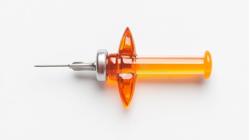Close-up View of an Orange Tool with a Sharp Needle Isolated on a White ...