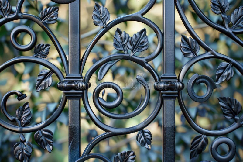 A Close-up View of an Ornate Wrought Iron Gate with Intricate Details ...