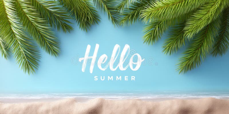 A Close-up View of a Palm Tree Branch Set Against a Sandy Beach ...