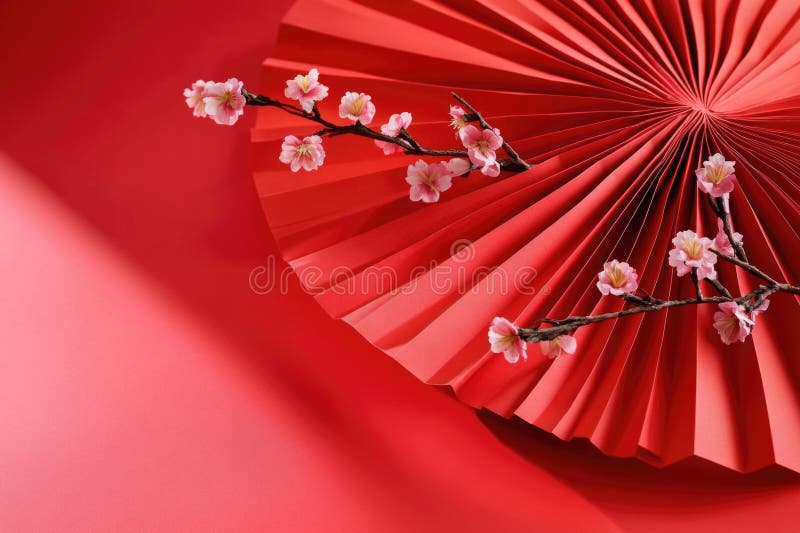 Close-up View of a Paper Fan Decorated with Flowers Stock Photo - Image ...