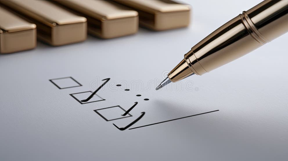 Close-up View of an A4 Paper with Multiple Check Boxes, One Highlighted ...