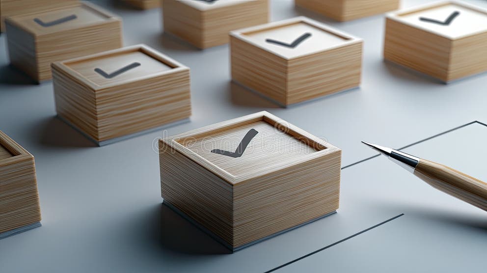 Close-up View of an A4 Paper with Multiple Check Boxes, One Highlighted ...