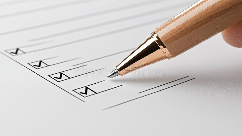 Close-up View of an A4 Paper with Multiple Check Boxes, One Highlighted ...