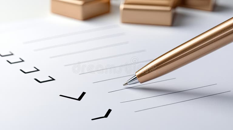 Close-up View of an A4 Paper with Multiple Check Boxes, One Highlighted ...