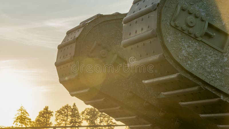 Close-up View of Part of Unique Example of Light Battle Tank of the ...