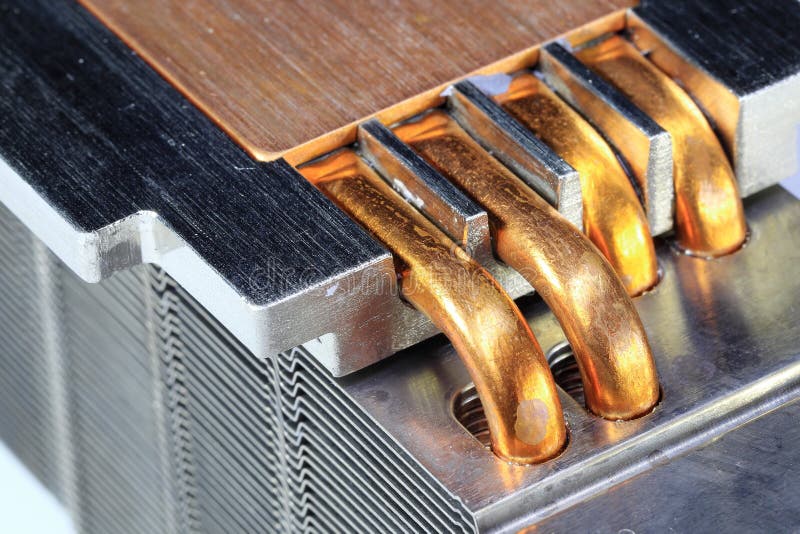 A Close Up View of Passive CPU Cooler with the Aluminum Fin and Copper ...