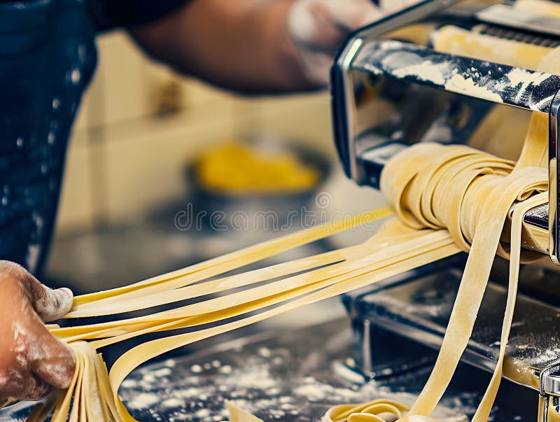 Close Up of Pasta Making Process with Hands Stock Illustration ...