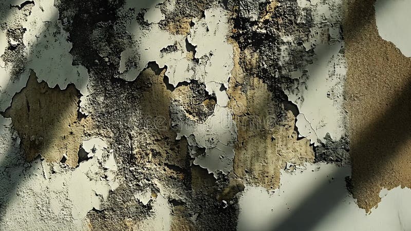 Close-up View of Peeling Paint on an Old Wall in a Dusty, Sunlit Environment Stock Footage ...