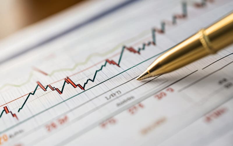 A Close-up View of a Pen Resting on Paper with an Accompanying Chart ...