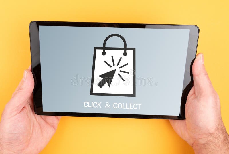 Using Click and Collect Services on Tablet Computer Stock Photo - Image ...