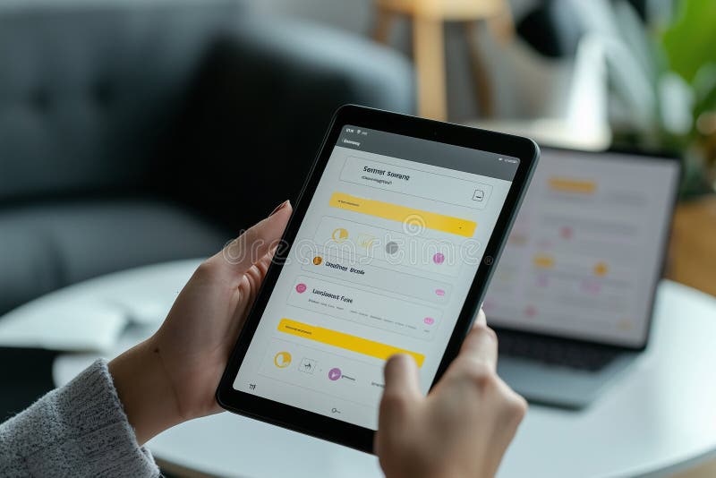 Modern Digital Device Interaction Stock Illustration - Illustration of ...